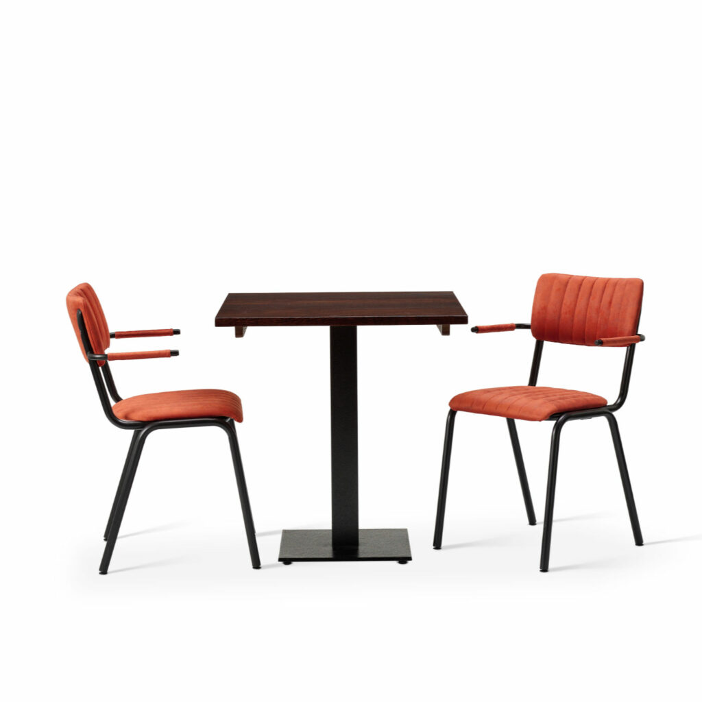 Bourbon Armchair and Square Solid Wood Walnut Forza 2 Seater Set ...