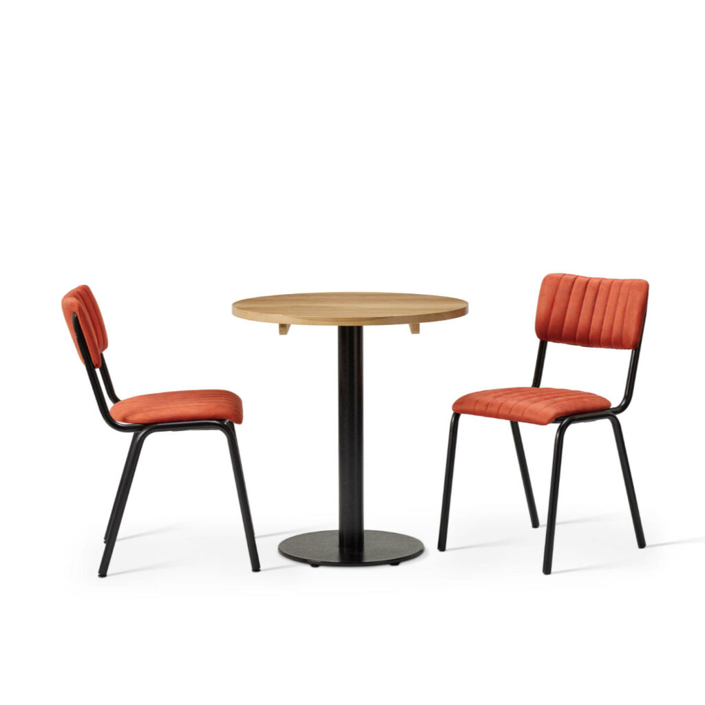 Bourbon Side Chair and Round Solid Wood Oak Forza 2 Seater Set | Simply ...